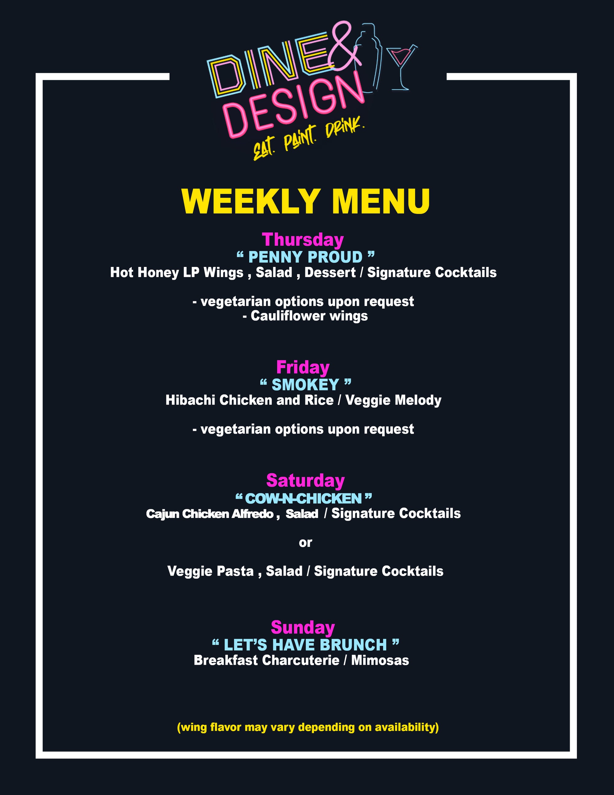 DINE AND DESIGN MENUS - Dine and Design ATL